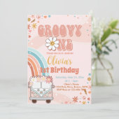 Retro Rainbow Groovy One 1st Birthday Invitation | Zazzle