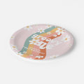 Retro Rainbow Groovy One Daisy Paper Plates | Zazzle