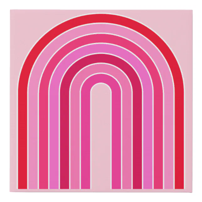 Retro Rainbow Preppy Pink And Red Arch Faux Canvas Print Zazzle