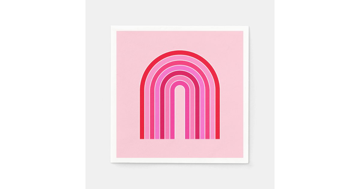 Retro Rainbow Preppy Pink And Red Arch Napkins | Zazzle
