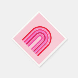 Retro Rainbow Preppy Pink And Red Arch Napkins | Zazzle