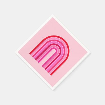 Retro Rainbow Preppy Pink And Red Arch Napkins | Zazzle