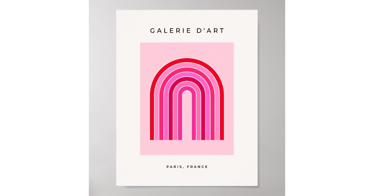 Retro Rainbow Preppy Pink And Red Arch Poster | Zazzle
