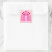 Retro Rainbow Preppy Pink And Red Arch Square Sticker | Zazzle