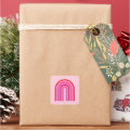 Retro Rainbow Preppy Pink And Red Arch Square Sticker | Zazzle
