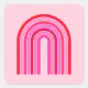 Retro Rainbow Preppy Pink And Red Arch Square Sticker | Zazzle