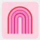 Retro Rainbow Preppy Pink And Red Arch Square Sticker | Zazzle
