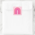 Retro Rainbow Preppy Pink And Red Arch Square Sticker | Zazzle