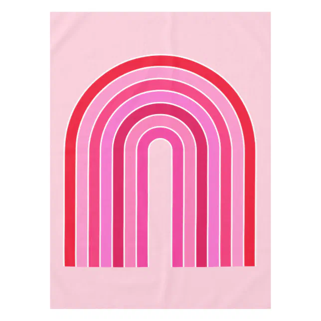 Retro Rainbow Preppy Pink And Red Arch Tablecloth | Zazzle