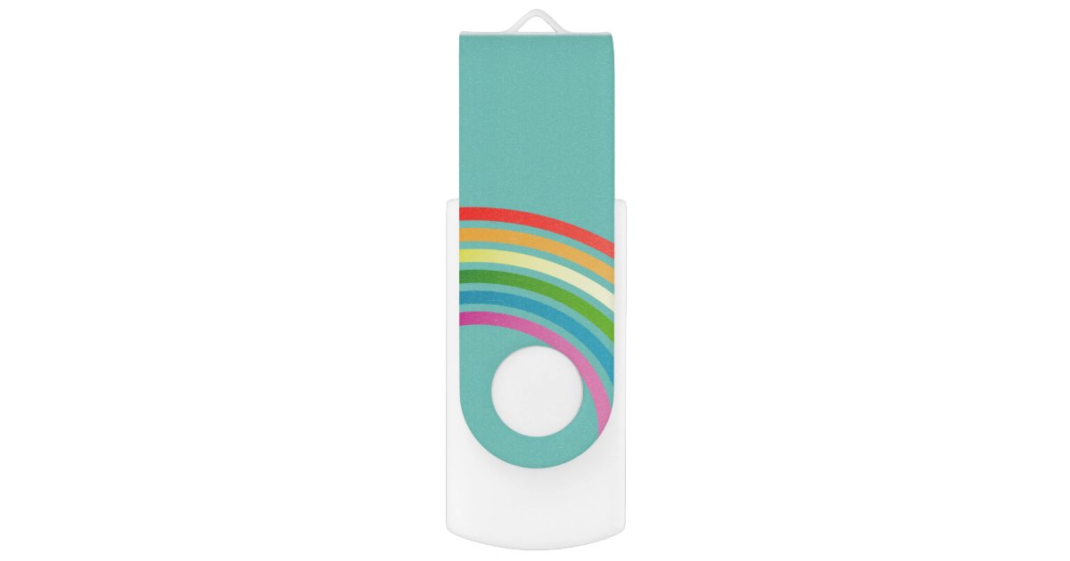 Retro Rainbow Stripes Teal Flash Drive | Zazzle