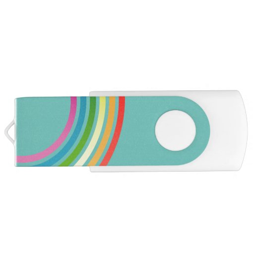 Retro Rainbow Stripes Teal Flash Drive | Zazzle