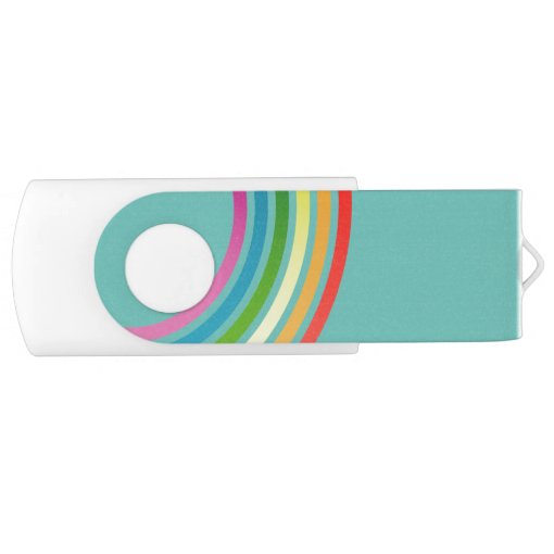 Retro Rainbow Stripes Teal Flash Drive | Zazzle