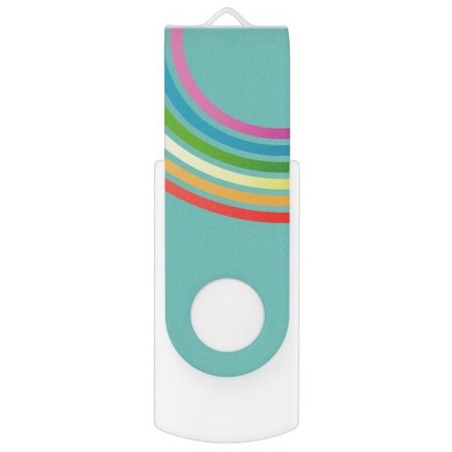 Retro Rainbow Stripes Teal Flash Drive | Zazzle