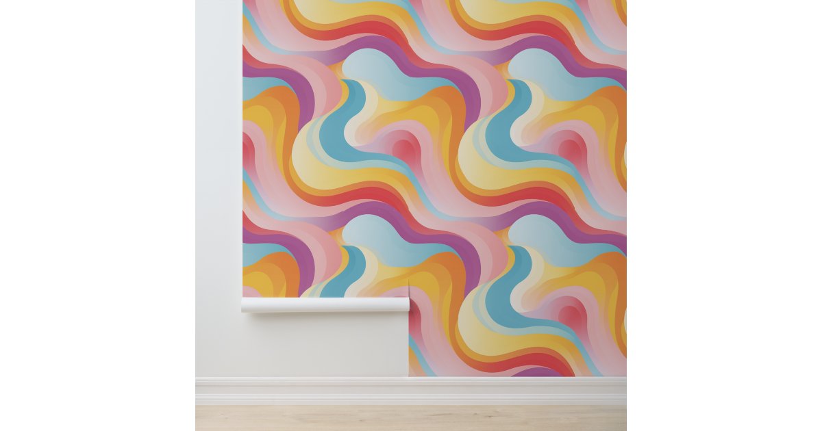 Retro Rainbow Wave Wallpaper | Zazzle
