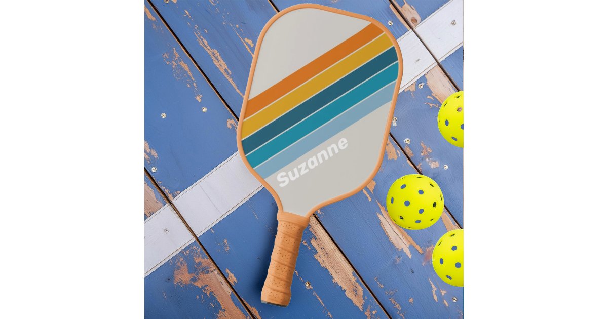 Retro Rainbow with Name Pickleball Paddle | Zazzle
