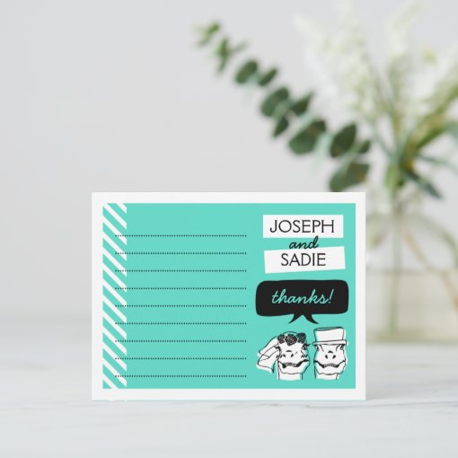 Retro Raptors Wedding Thank You Card (striped) | Zazzle