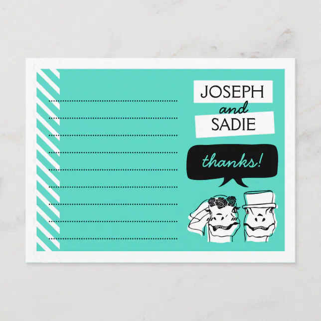Retro Raptors Wedding Thank You Card (striped) | Zazzle
