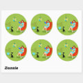 Retro Reading Woman Round Stickers | Zazzle