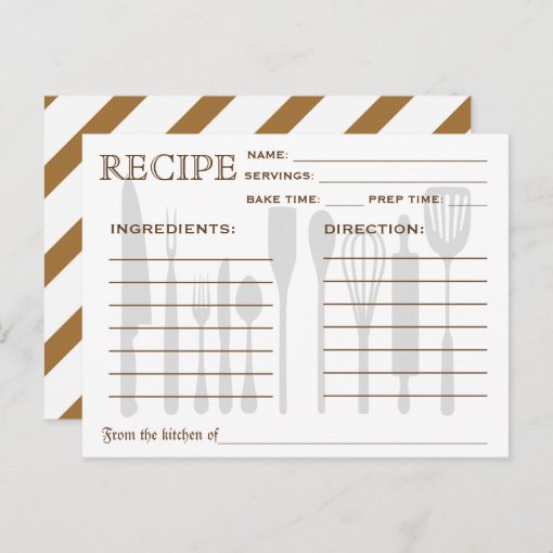 Retro Recipe Card Kitchen Tools Striped | Zazzle