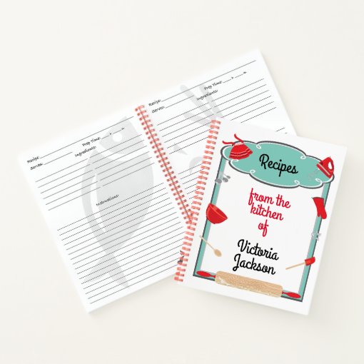 Retro Recipes Baking Cookbook Notebook | Zazzle