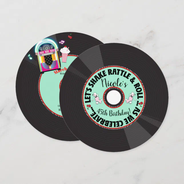 Retro Record 1950'S 50'S Fifties Birthday Party Invitation | Zazzle