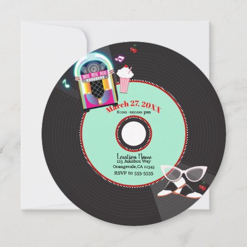 Retro Record 1950'S 50'S Fifties Birthday Party Invitation | Zazzle