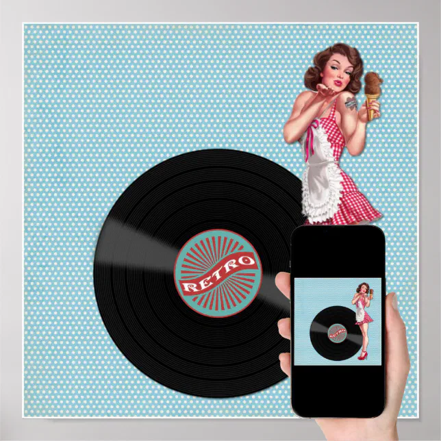 Retro Record Pin-up Girl Poster | Zazzle