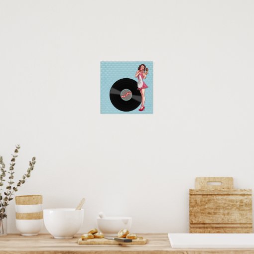 Retro Record Pin-up Girl Poster | Zazzle