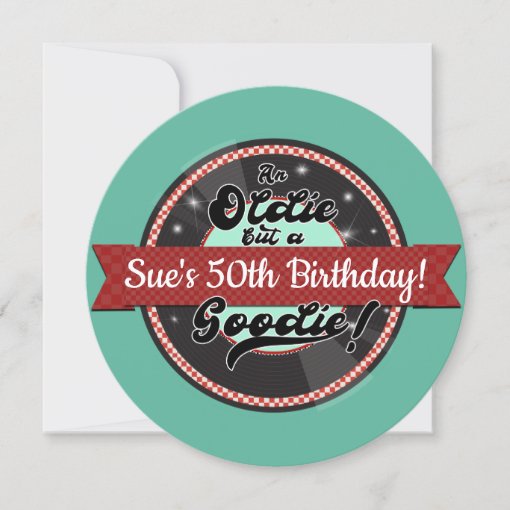 Retro Record Ribbon Fifties 50's Birthday Party Invitation | Zazzle