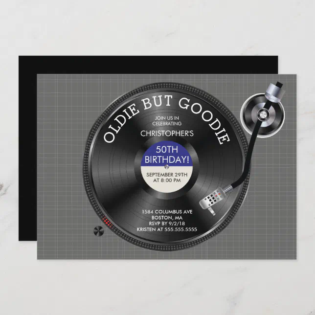 Retro Record Turntable Birthday Party Invitation | Zazzle