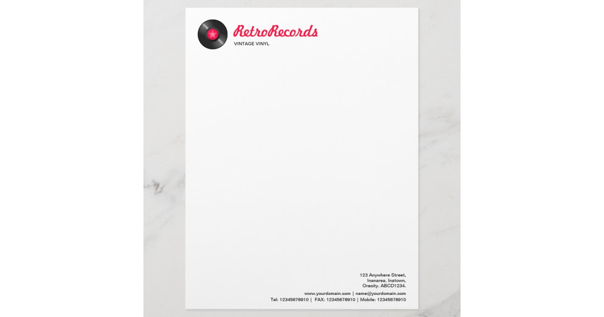 Retro Records Letterhead | Zazzle