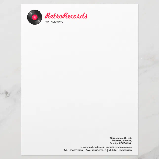 Retro Records Letterhead | Zazzle