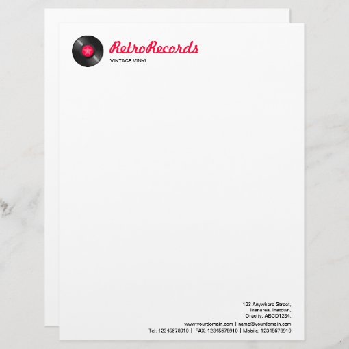 Retro Records Letterhead | Zazzle