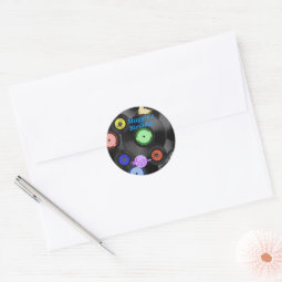 Retro Records Small Classic Round Stickers | Zazzle