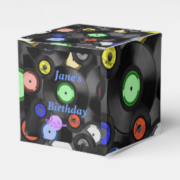 Retro Records Square Favor Box | Zazzle