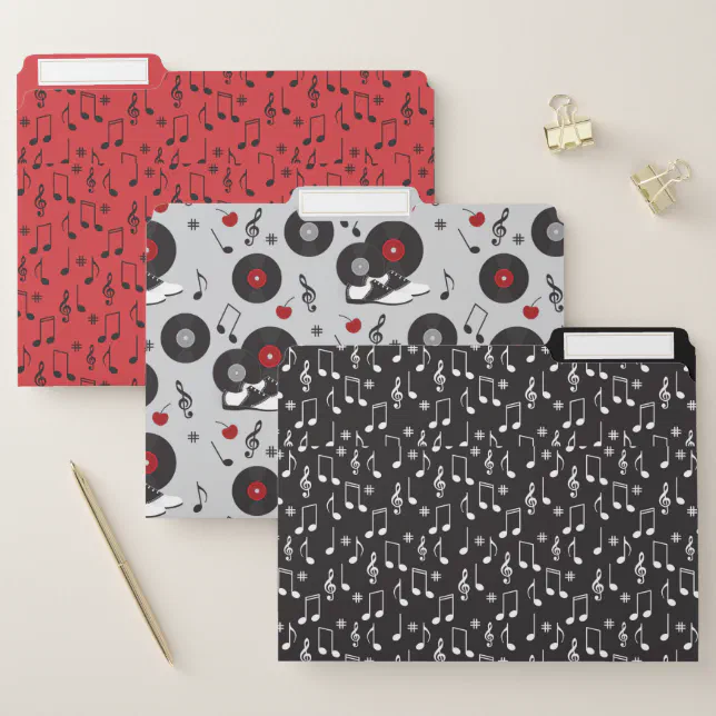 Retro Red and Black 50's Diner Pattern File Folder | Zazzle