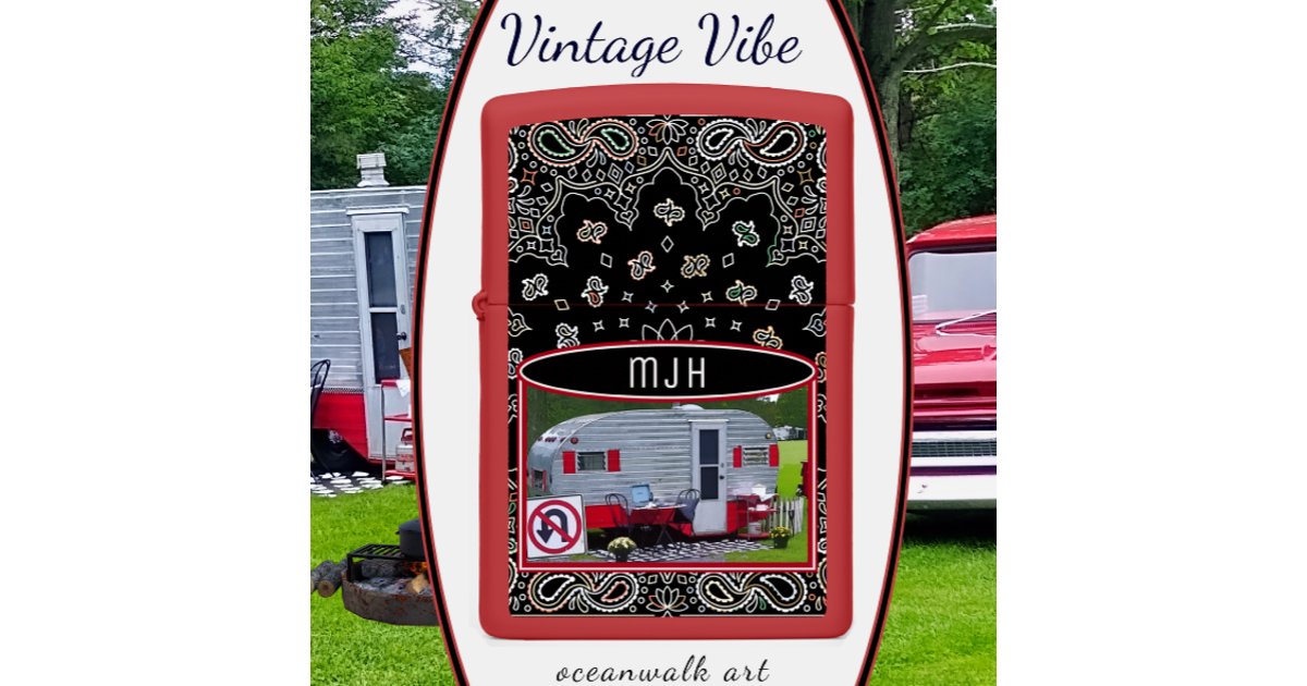 Retro Red and Black Camper Travel Trailer Zippo Lighter | Zazzle