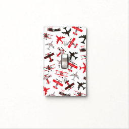 Retro Red and Black WWII Military Airplane Pattern Light Switch Cover ...
