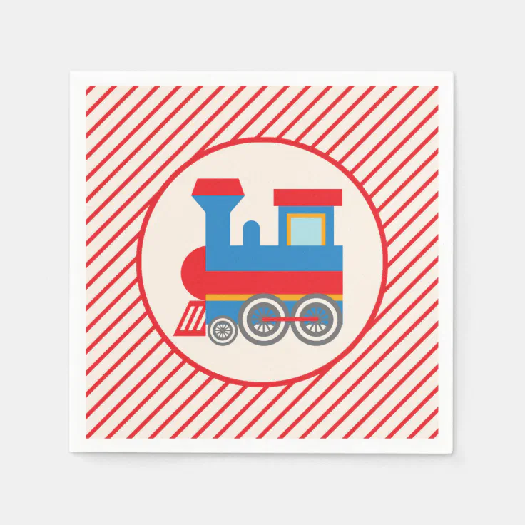 Retro Red and Blue Train Napkins | Zazzle