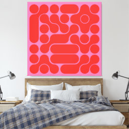 retro red and hot pink circle abstract canvas print | Zazzle