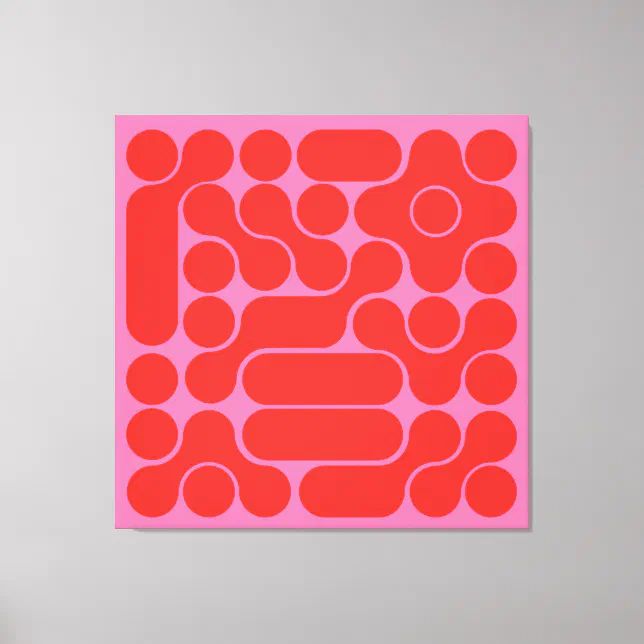 retro red and hot pink circle abstract canvas print | Zazzle