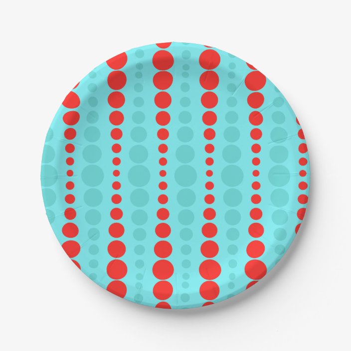 Retro Red and Turquoise Dots Paper Plate | Zazzle