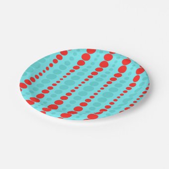 Retro Red and Turquoise Dots Paper Plate | Zazzle