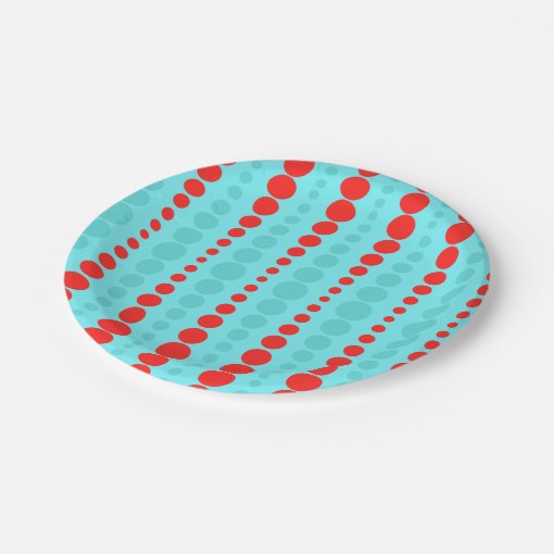 Retro Red and Turquoise Dots Paper Plate | Zazzle