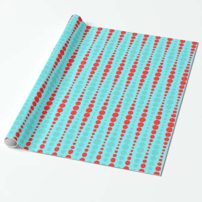 Retro Red and Turquoise Dots Wrapping Paper | Zazzle