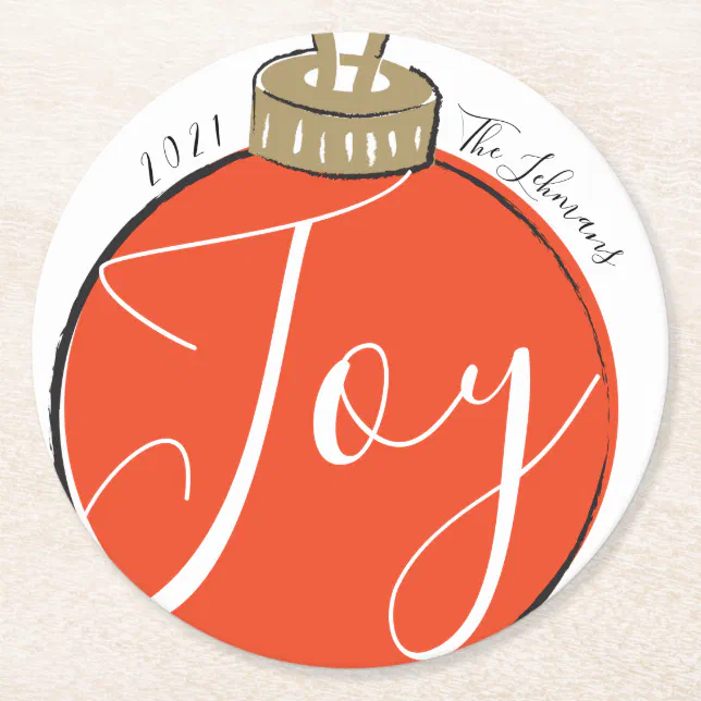 Retro Red Christmas Round Paper Coaster | Zazzle