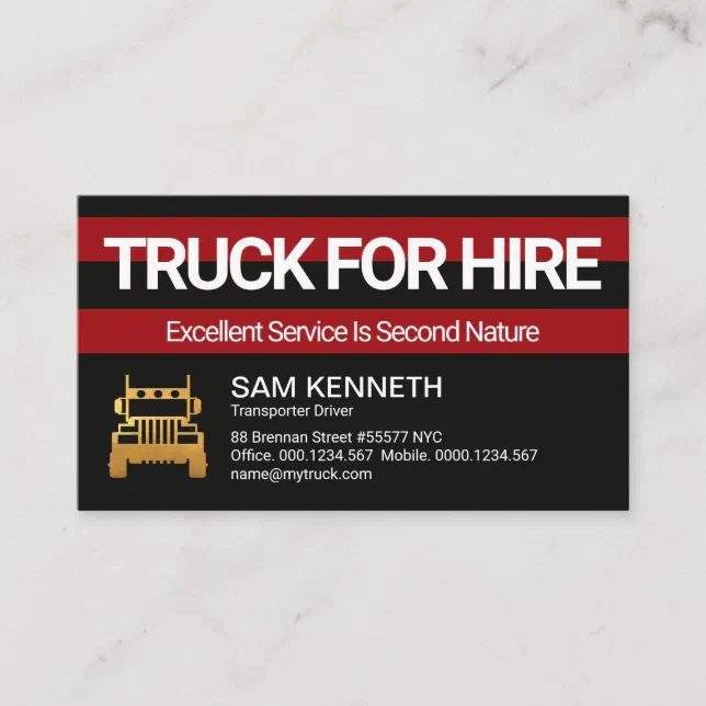 Retro Red Column Truck Transport Business Card | Zazzle