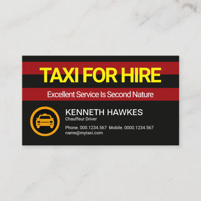 Retro Red Columns Taxi Driver Transport Business Card | Zazzle