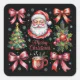 Retro Red Coquette Christmas Cute Xmas Holiday Square Sticker | Zazzle
