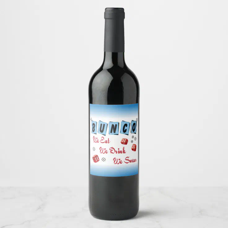 Retro Red Dice Bunco Wine Label | Zazzle